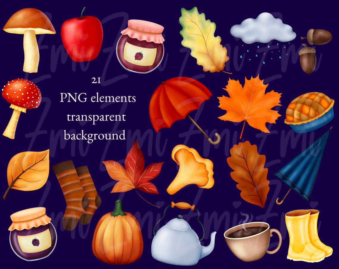 Fall Clipart, Cozy Autumn Png, Fall Printable Leaves, Halloween ...