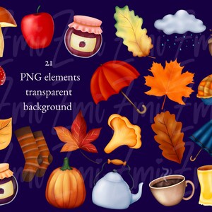 Fall Clipart, Cozy Autumn Png, Fall Printable Leaves, Halloween ...