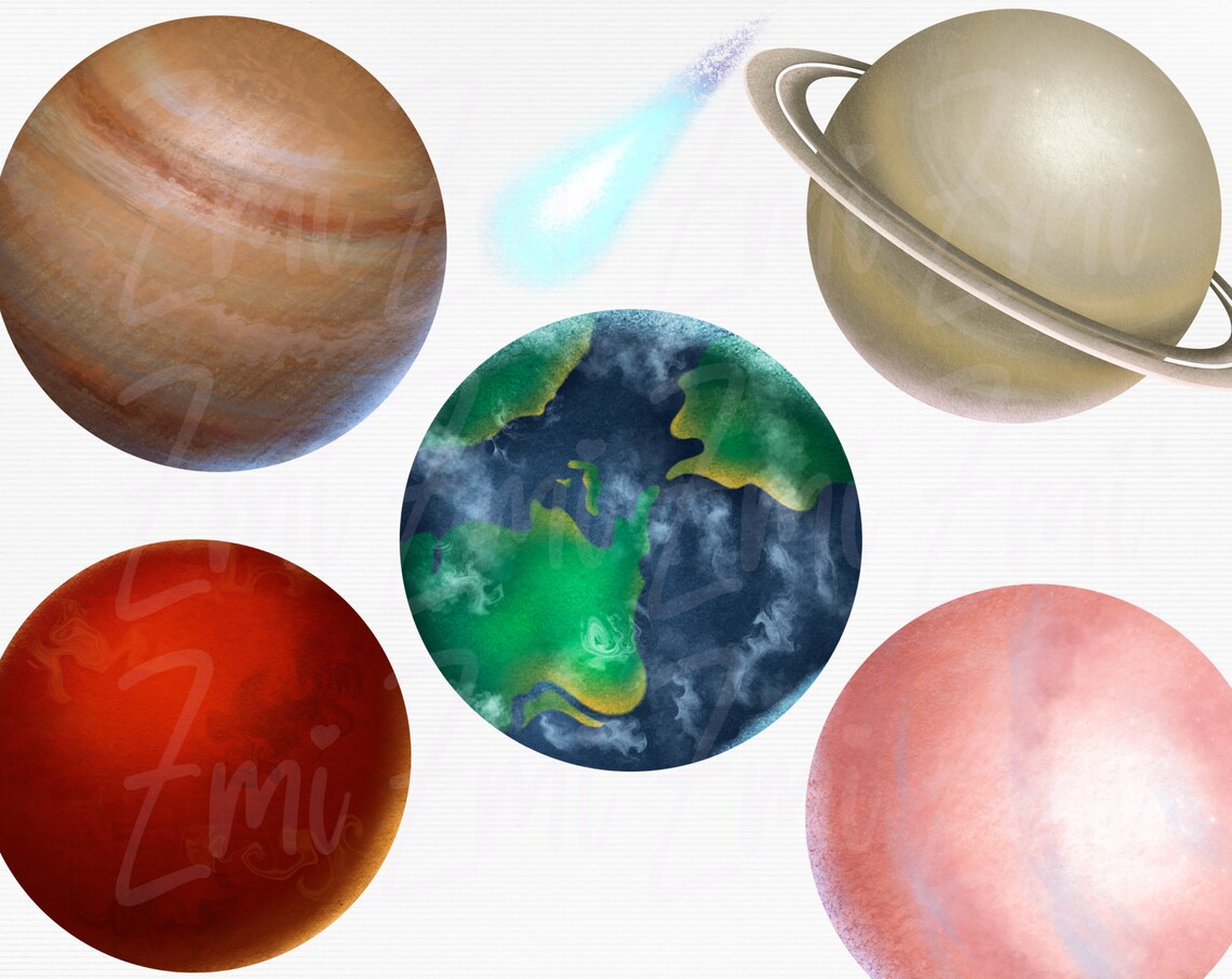 Planets Clipart, Solar System PNG, Galaxy Printable Scrapbooking Clip ...