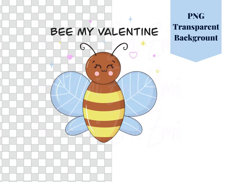 Bee My Valentine Png Clipart Set, Kawaii Character, Cute Printable ...