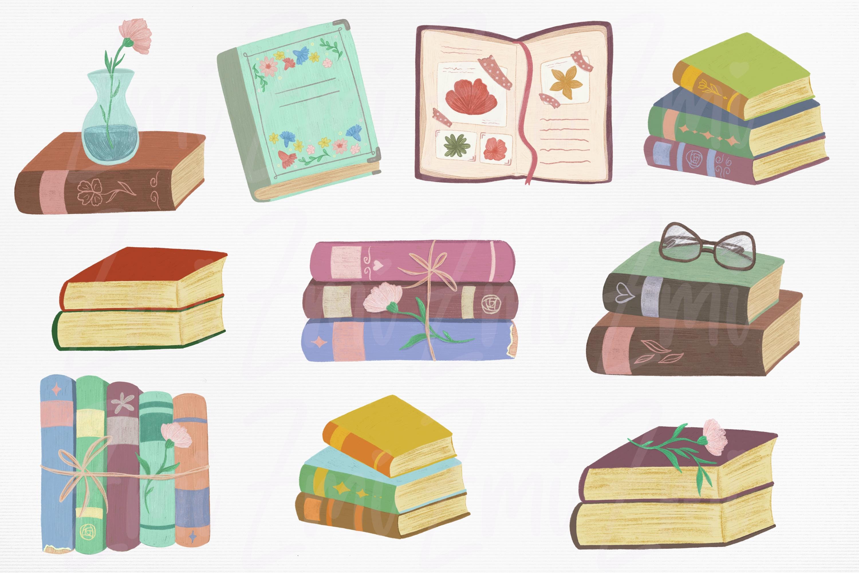 Cozy Book Clipart Set |aesthetic Books PNG Graphics | Printable ...