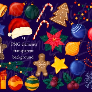 Christmas Clipart PNG, New Year Graphics, Printable Winter Bundle ...