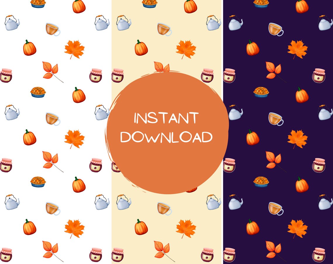 Fall Digital Paper Autumn Background Fall Seamless Pattern - Etsy