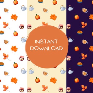 Fall Digital Paper, Autumn Background, Fall Seamless Pattern, Mushrooms ...