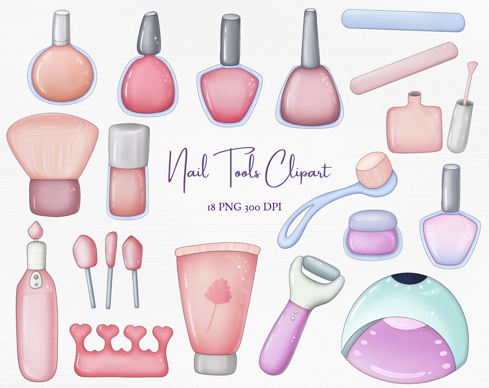 Nail Tools Clipart Set | Manicure PNG Graphics | Printable Beauty ...