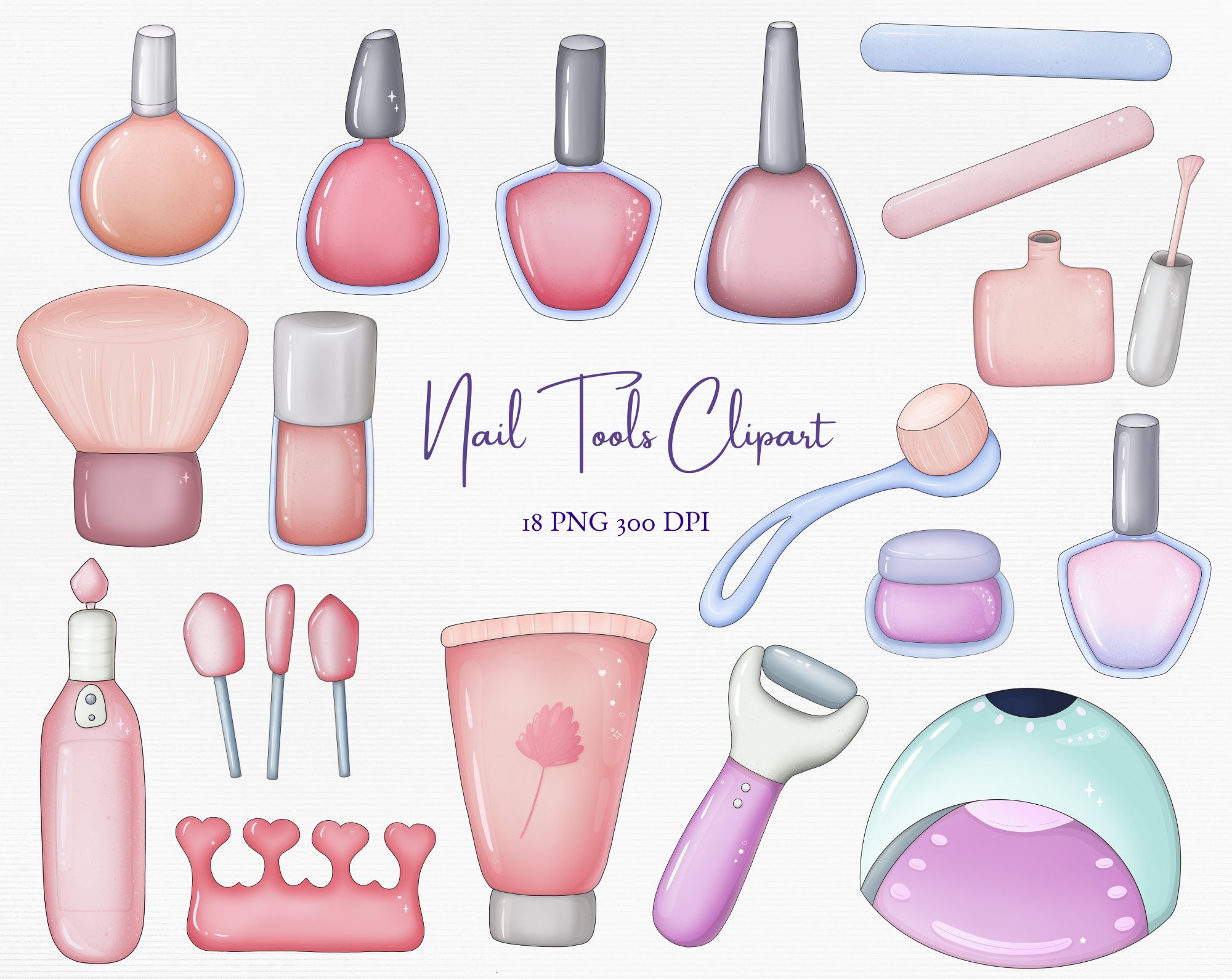 Nail Tools Clipart Set Manicure Png Graphics Printable Beauty Clipart For Personal And