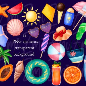 Summer Clipart, Beach Png Tropical Illustration, Ice Cream Papaya ...