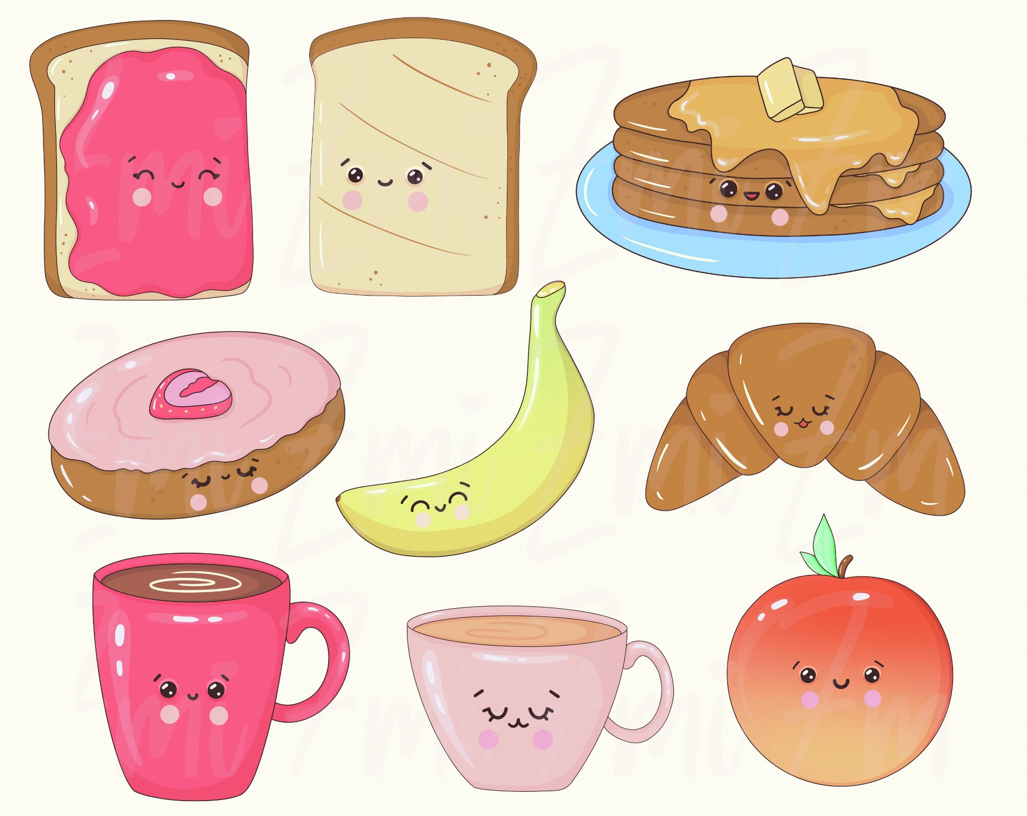 Cute Kawaii Food Clipart, Breakfast Coffee Png, Doodle Cartoon ...