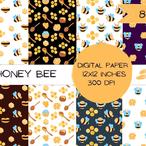 Bee Digital Paper - Etsy