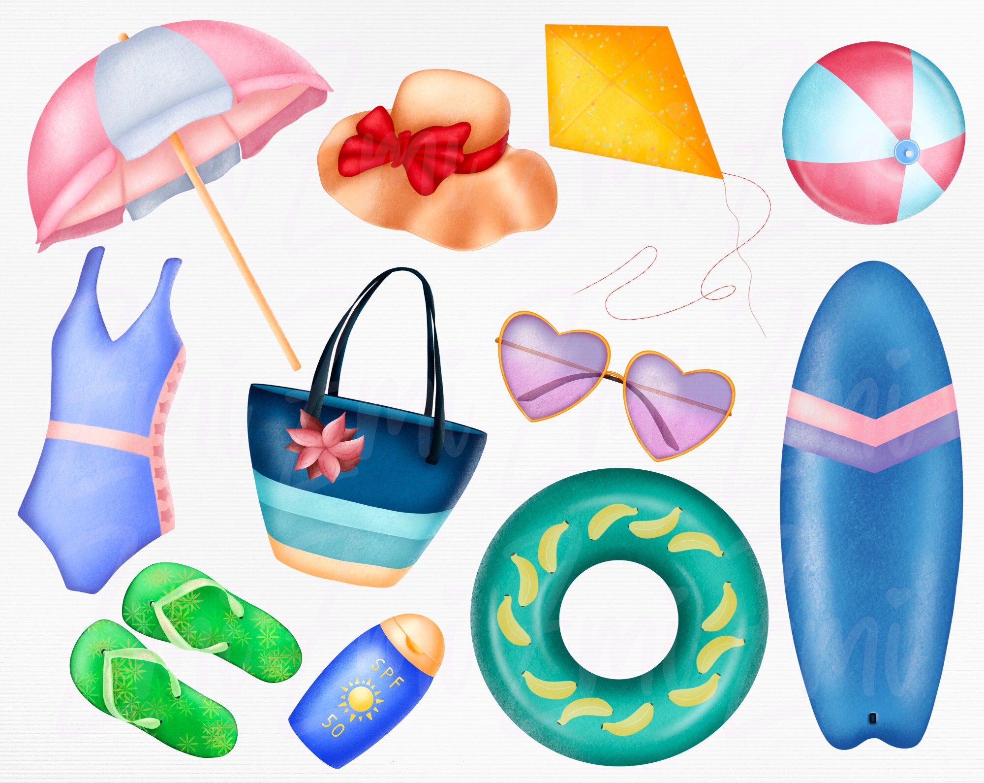 Summer Clipart, Beach Png Tropical Illustration, Ice Cream Papaya ...