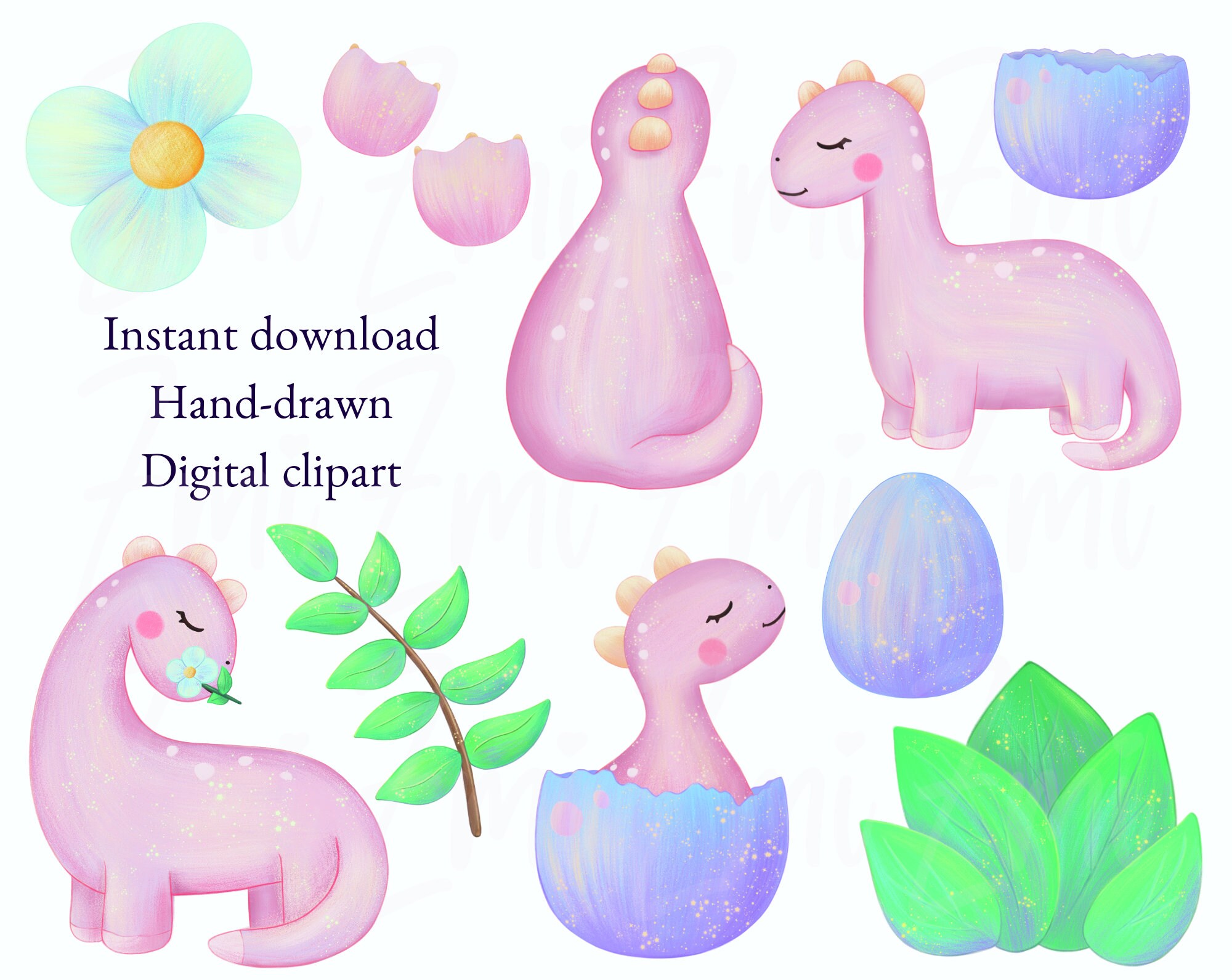 Dinosaur Clipart, Cute Dino Magic PNG, Pink Dinosaur Egg Nursery ...