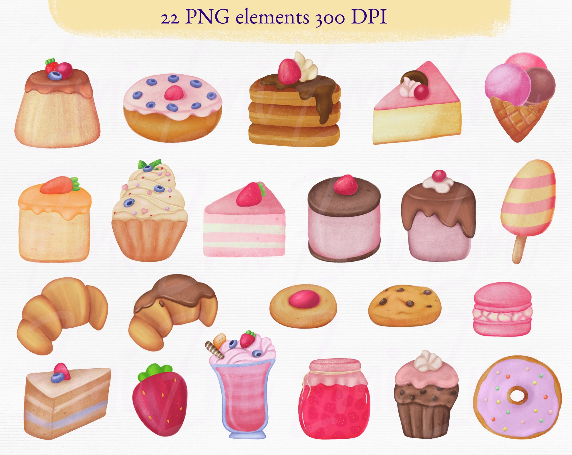 Pastry PNG Clipart | Sweet Treats Graphics Set | Hand-drawn Printable ...