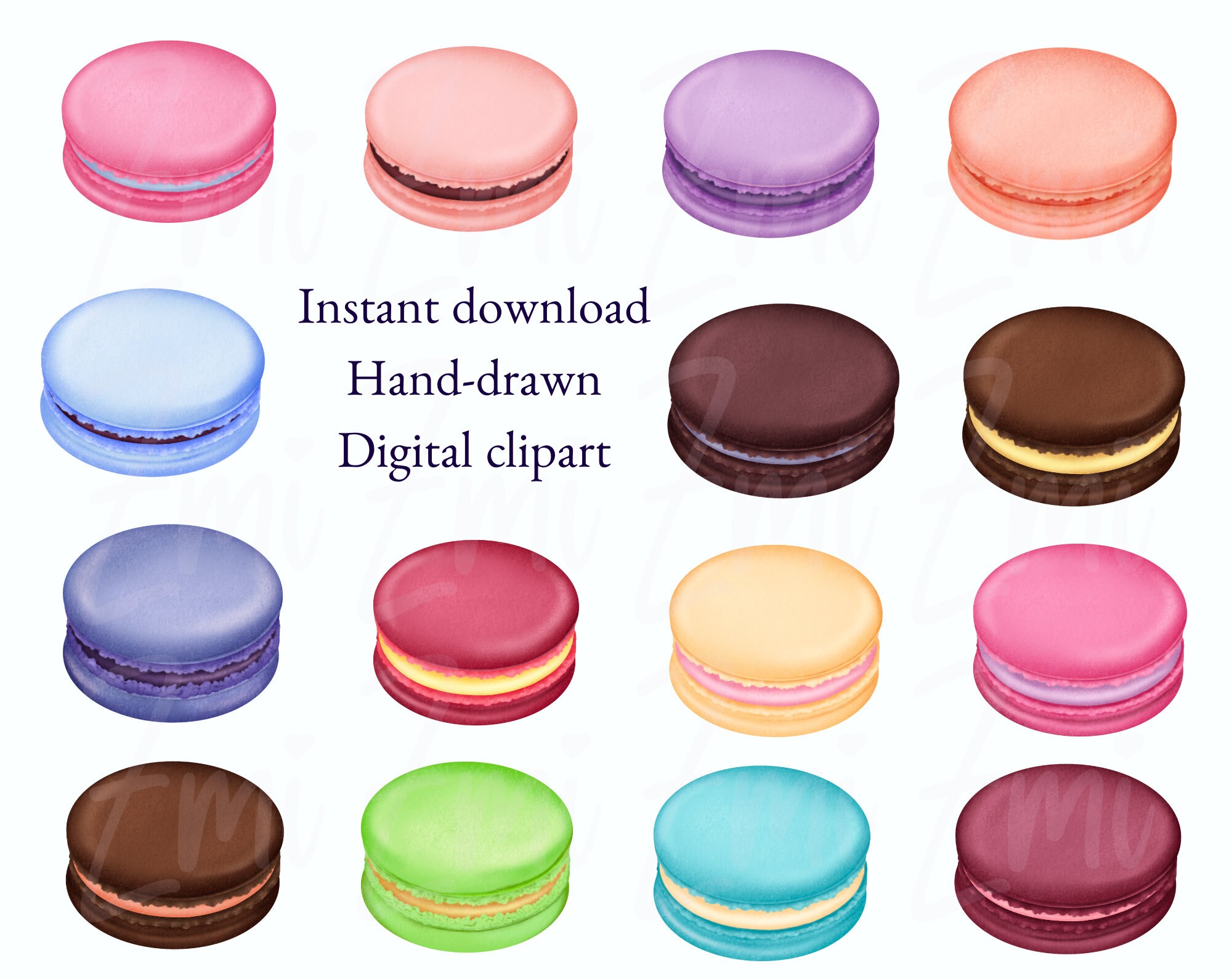 Macaron Clipart, Macaroon Cookies PNG, Printable Pastry Bakery Sweets ...