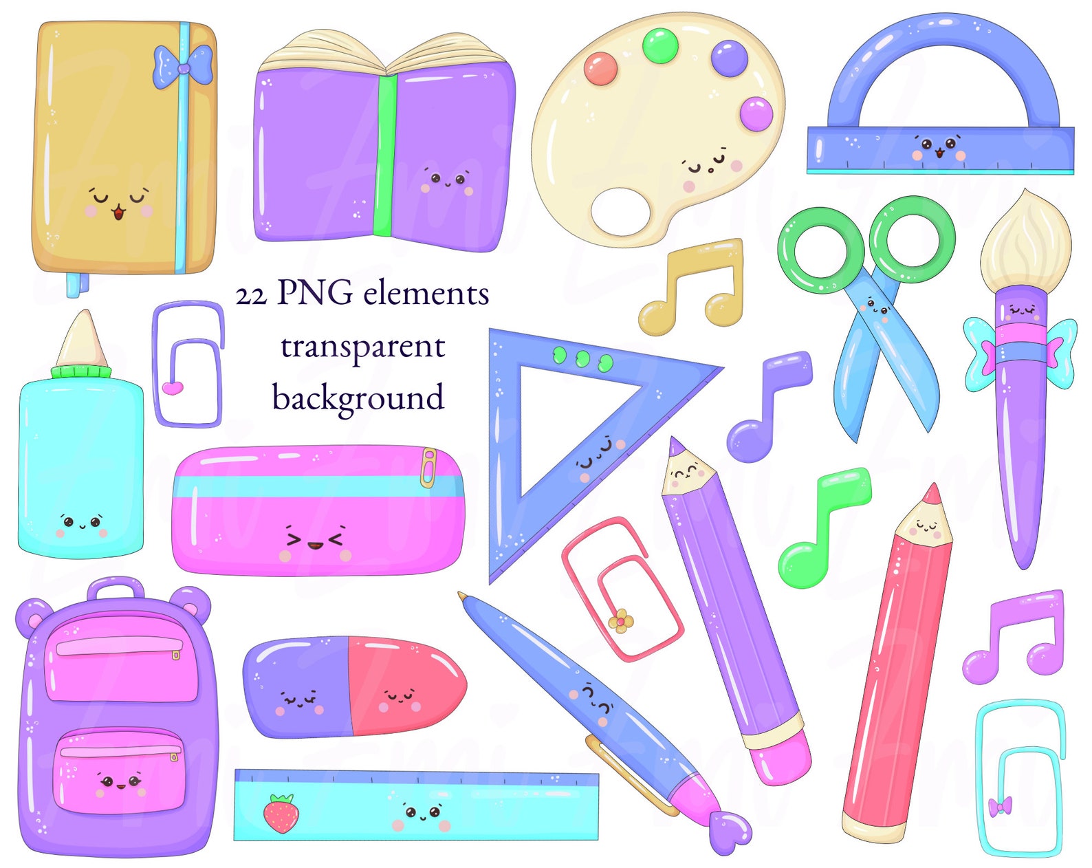 Cute School Clipart, Kawaii Classroom PNG, Printable Teacher Clip Art ...