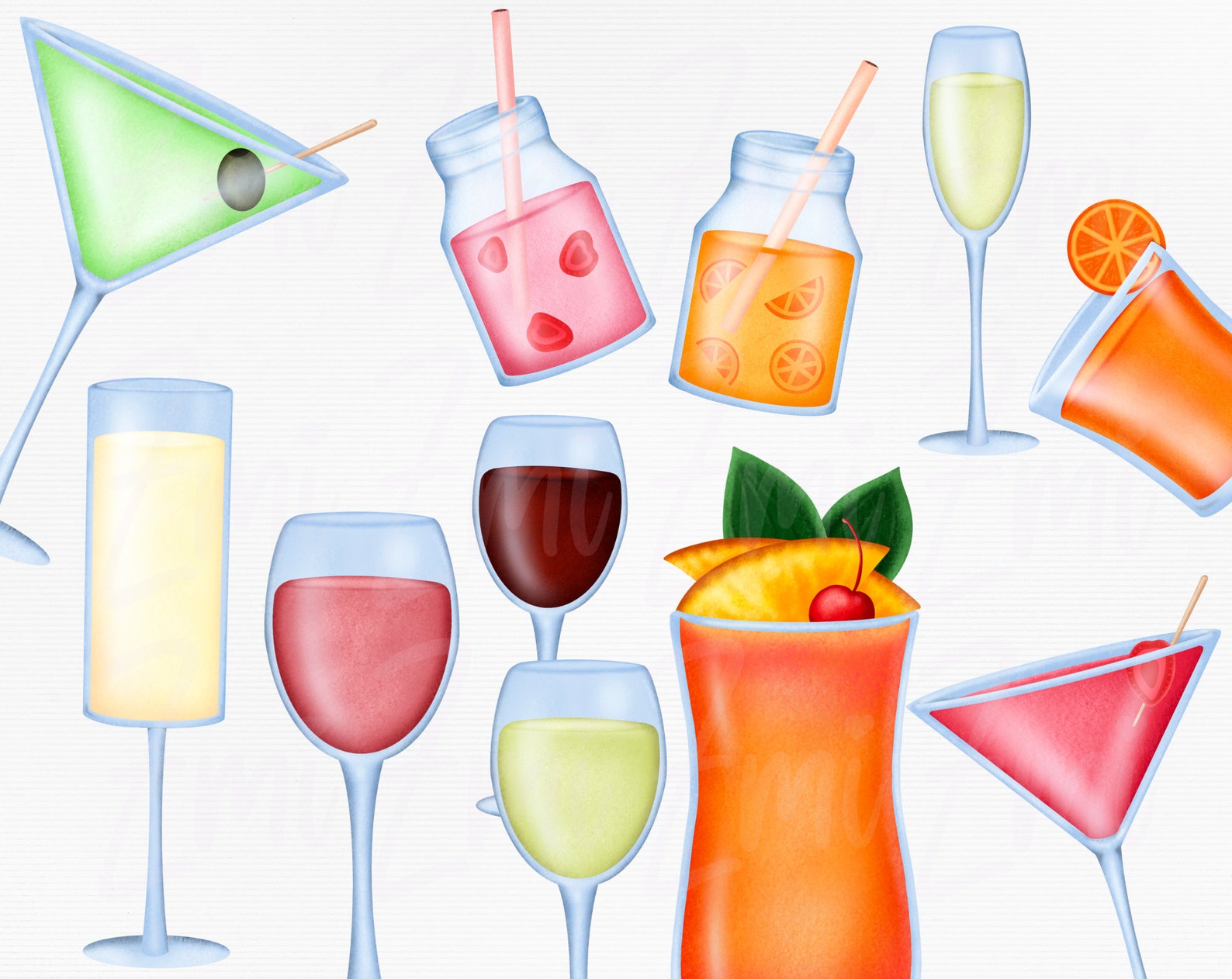 Drink Clipart, Beverage Png, Wine Champagne Beer Printable Bundle ...