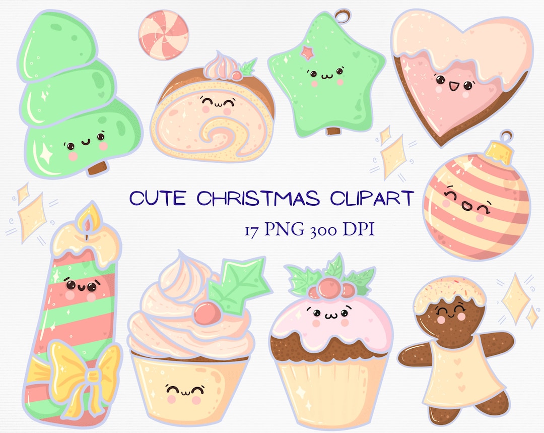 Cute Kawaii Christmas Clipart PNG, Christmas Sweets Food, Gingerbread ...