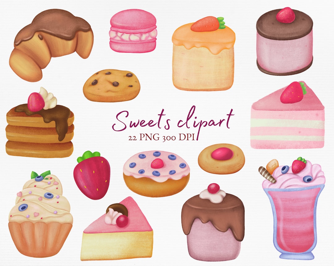 Pastry PNG Clipart | Sweet Treats Graphics Set | Hand-drawn Printable ...