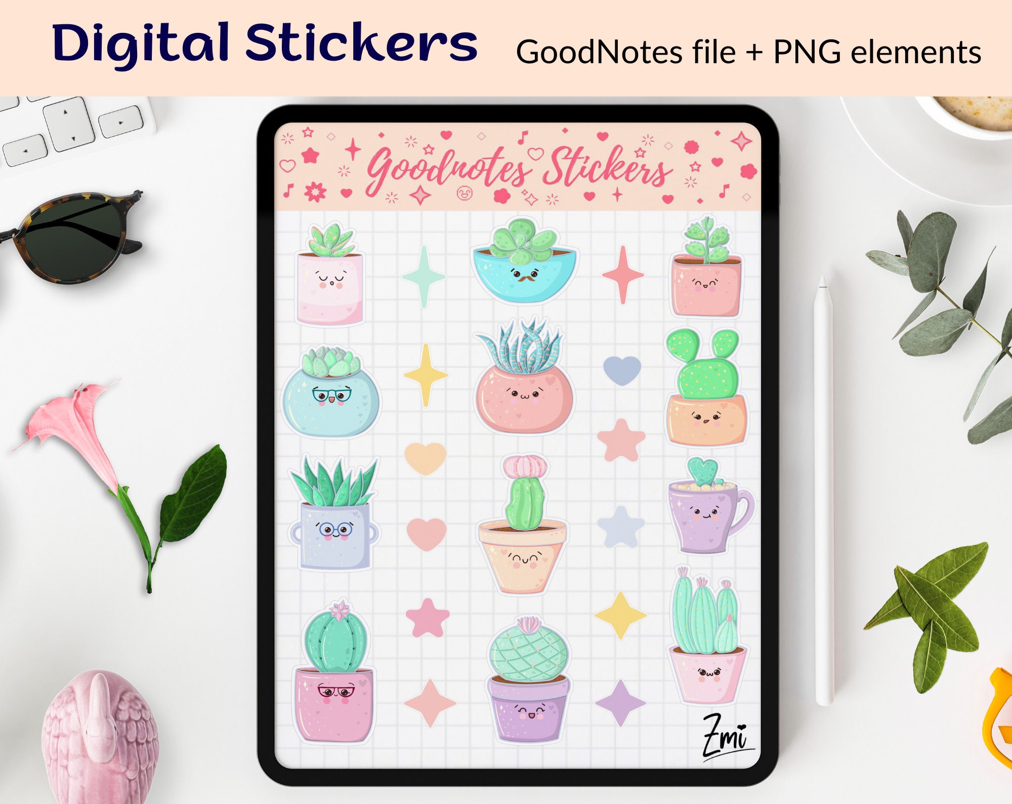 Scrapbooking Paper, Party & Kids Cute Kawaii Succulent Cactus png ...