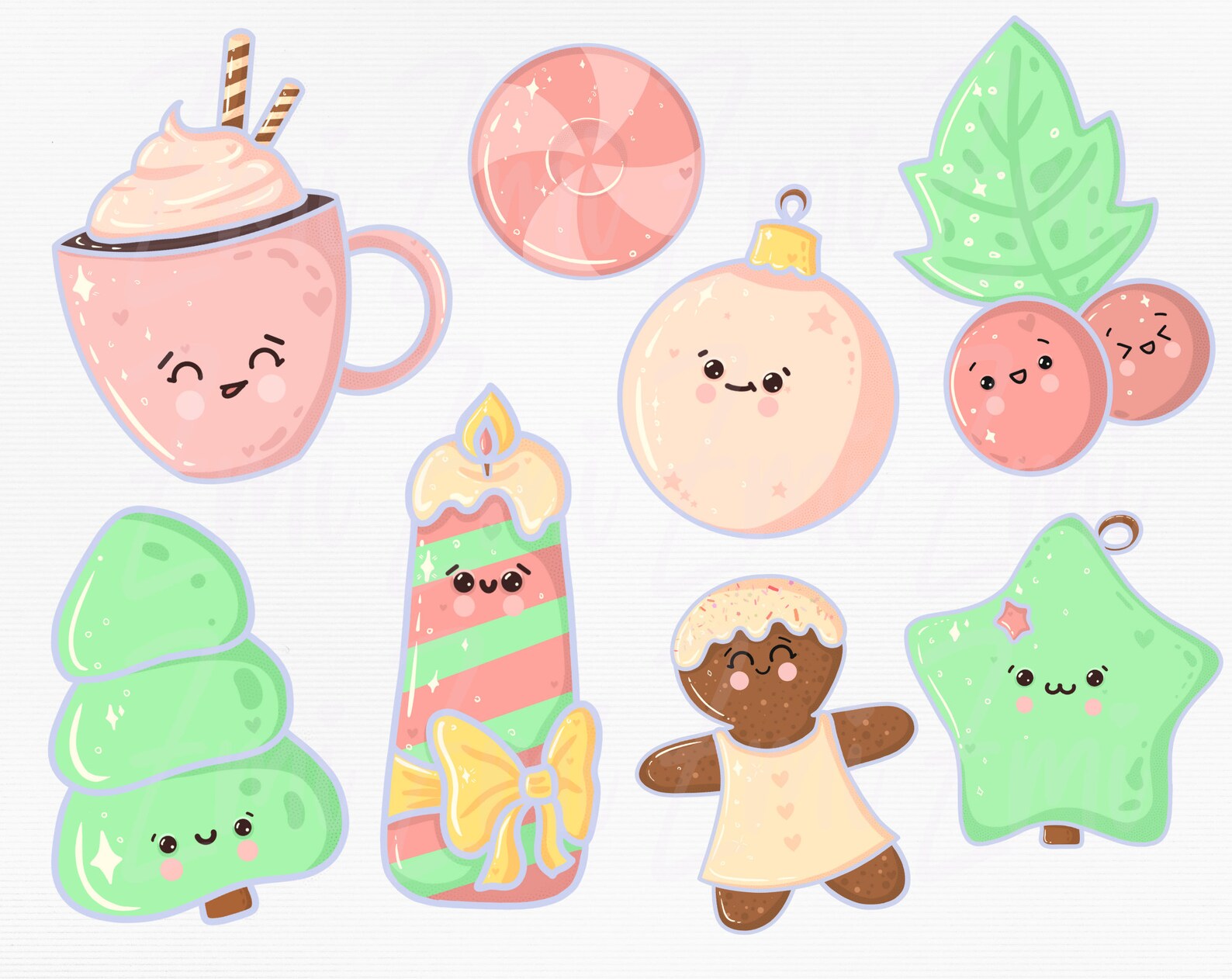 Cute Kawaii Christmas Clipart PNG, Christmas Sweets Food, Gingerbread ...
