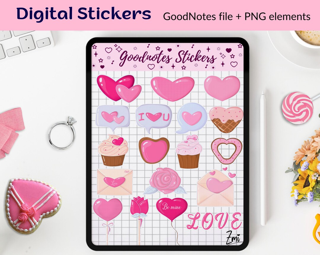 Valentines Day Love Png Digital Sticker Pack Goodnotes Planner ...