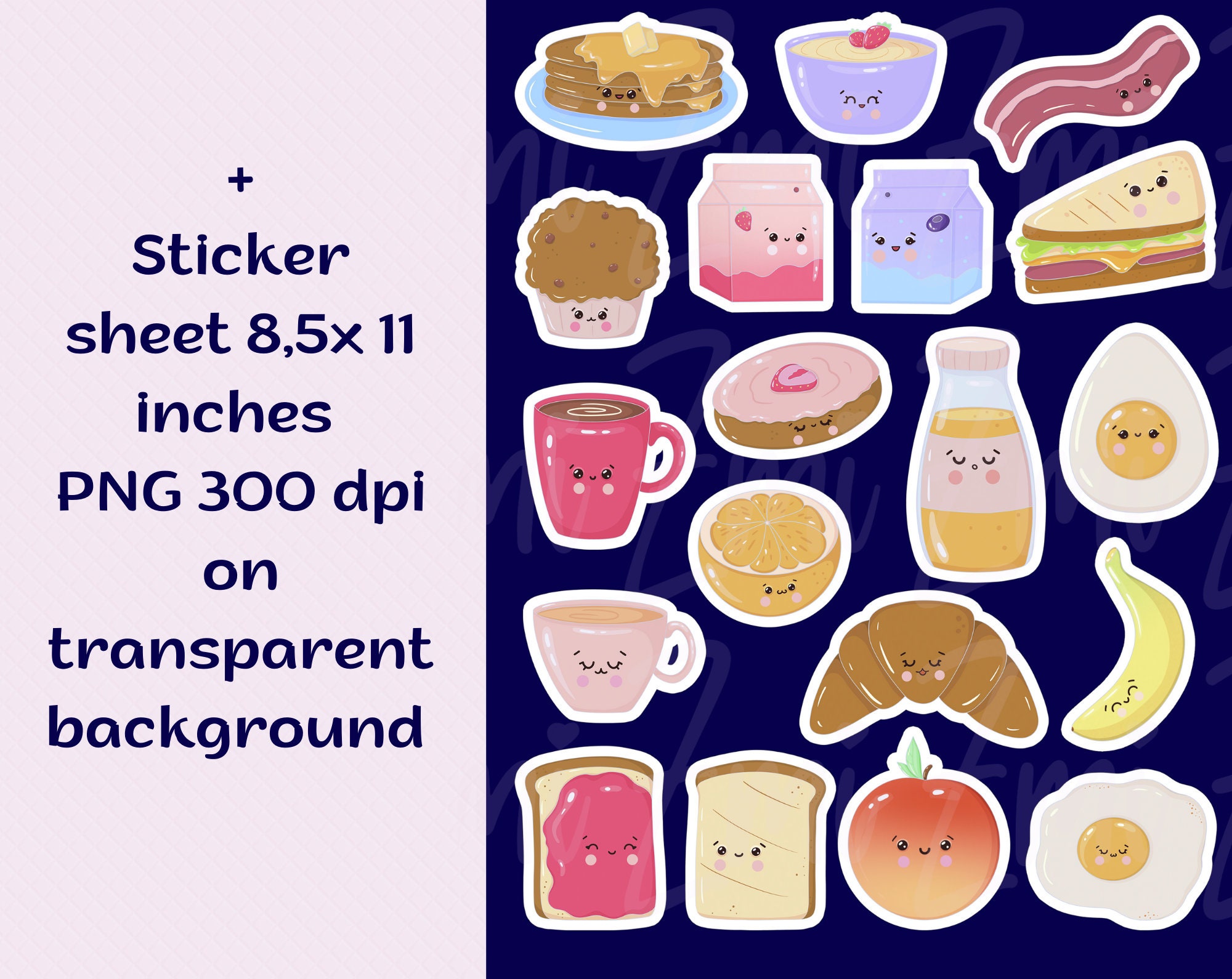 Cute Kawaii Food Png Digital Stickers Pack for Goodnotes Notability ...