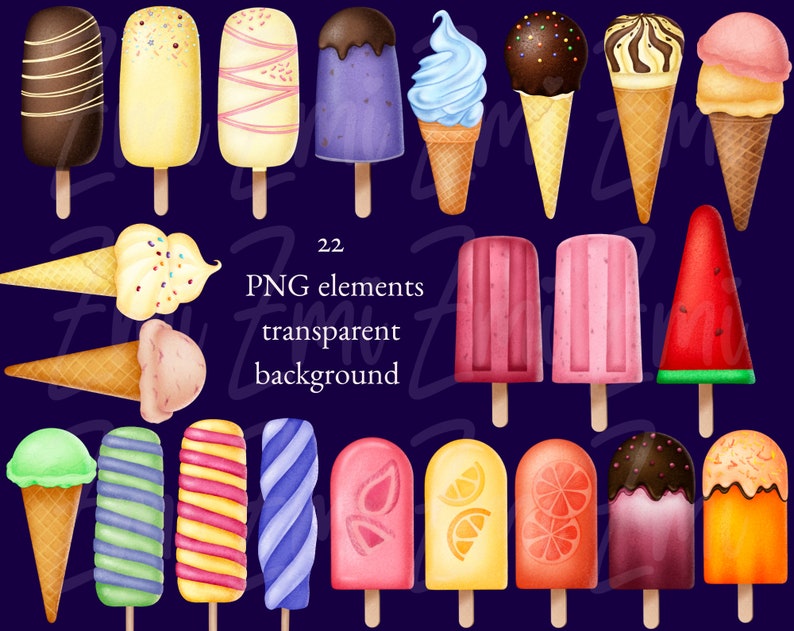 Ice Cream Clipart, Popsicle PNG, Printable Chocolate Sweet Cone, Summer ...