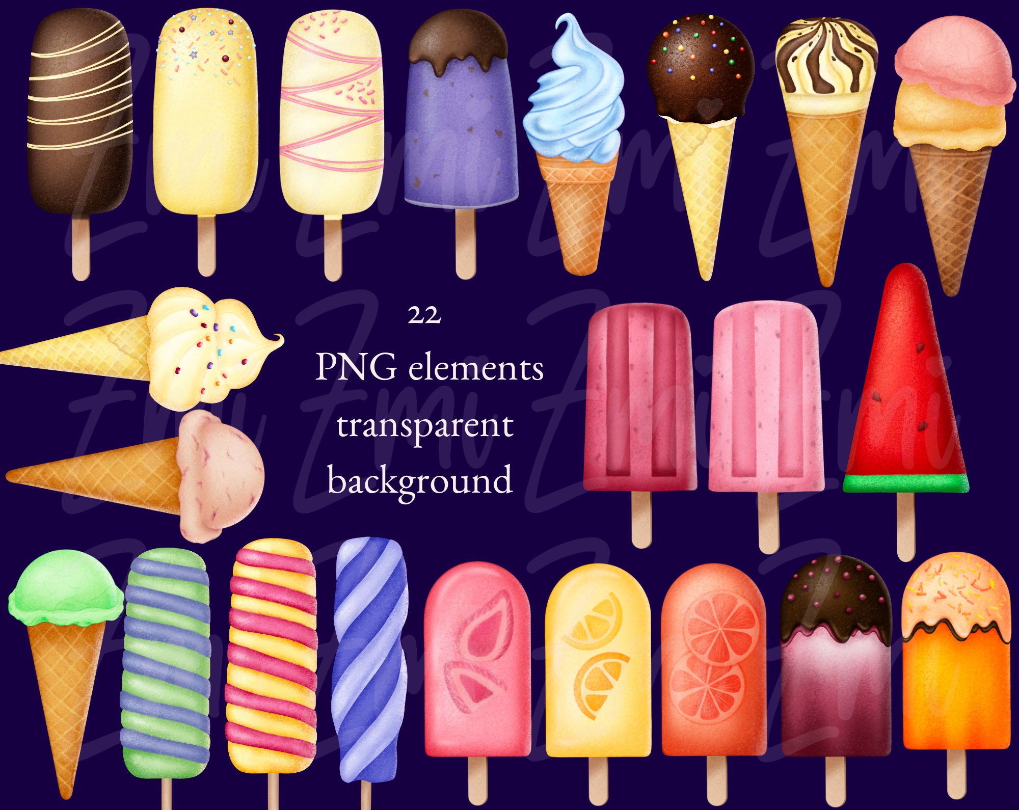 Ice Cream Clipart, Popsicle PNG, Printable Chocolate Sweet Cone, Summer ...