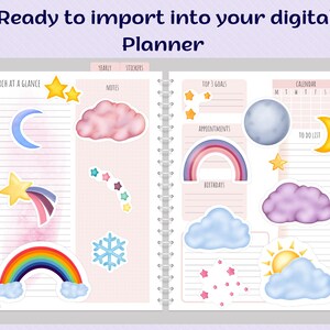 Weather Png Digital Sticker Pack Goodnotes Planner, Precropped Rainbow ...