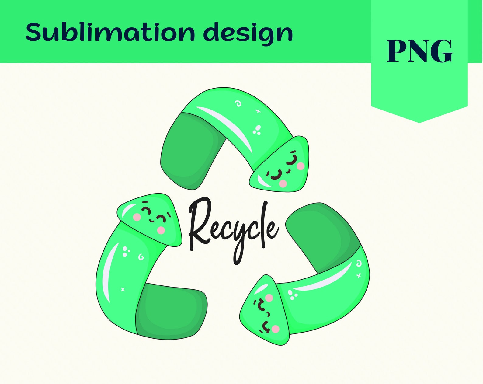Recycle Png Clipart Cute Kawaii Zero Waste Printable | Etsy