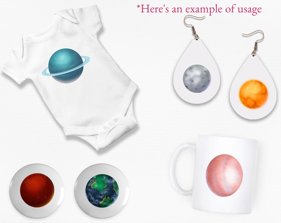 Planets Clipart, Solar System PNG, Galaxy Printable Scrapbooking Clip ...