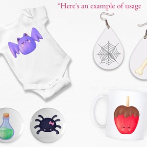 Halloween Clipart, Kawaii Halloween PNG, Cute Ghost, Pumpkin, Spider ...