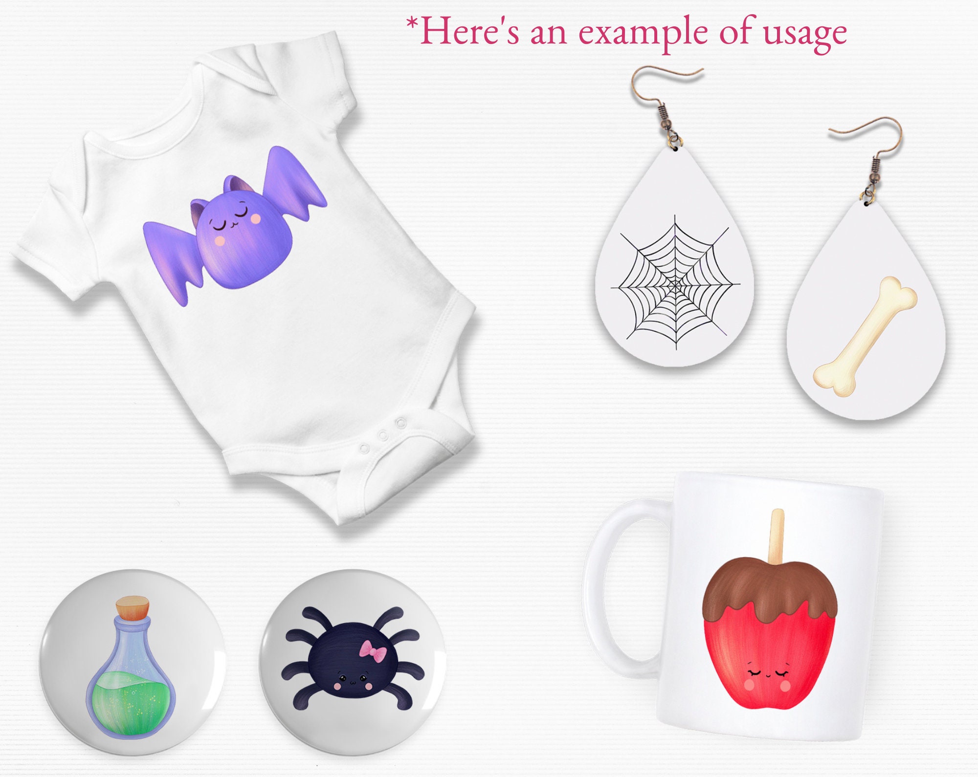 Halloween Clipart, Kawaii Halloween PNG, Cute Ghost, Pumpkin, Spider ...