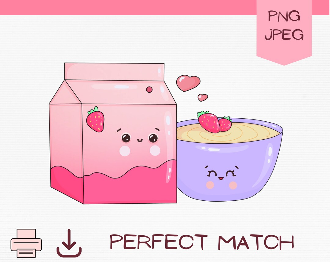 Kawaii Perfect Match Png Clipart, Cute Breakfast Printable Digital Art ...