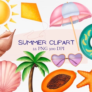 Summer Clipart, Beach Png Tropical Illustration, Ice Cream Papaya ...