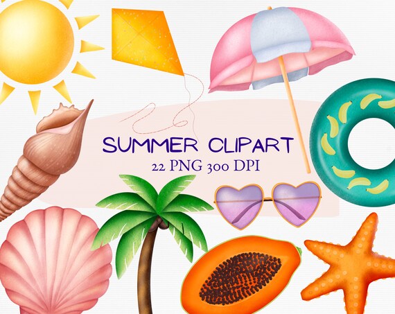 Summer Clipart Beach Png Tropical Illustration Ice Cream - Etsy