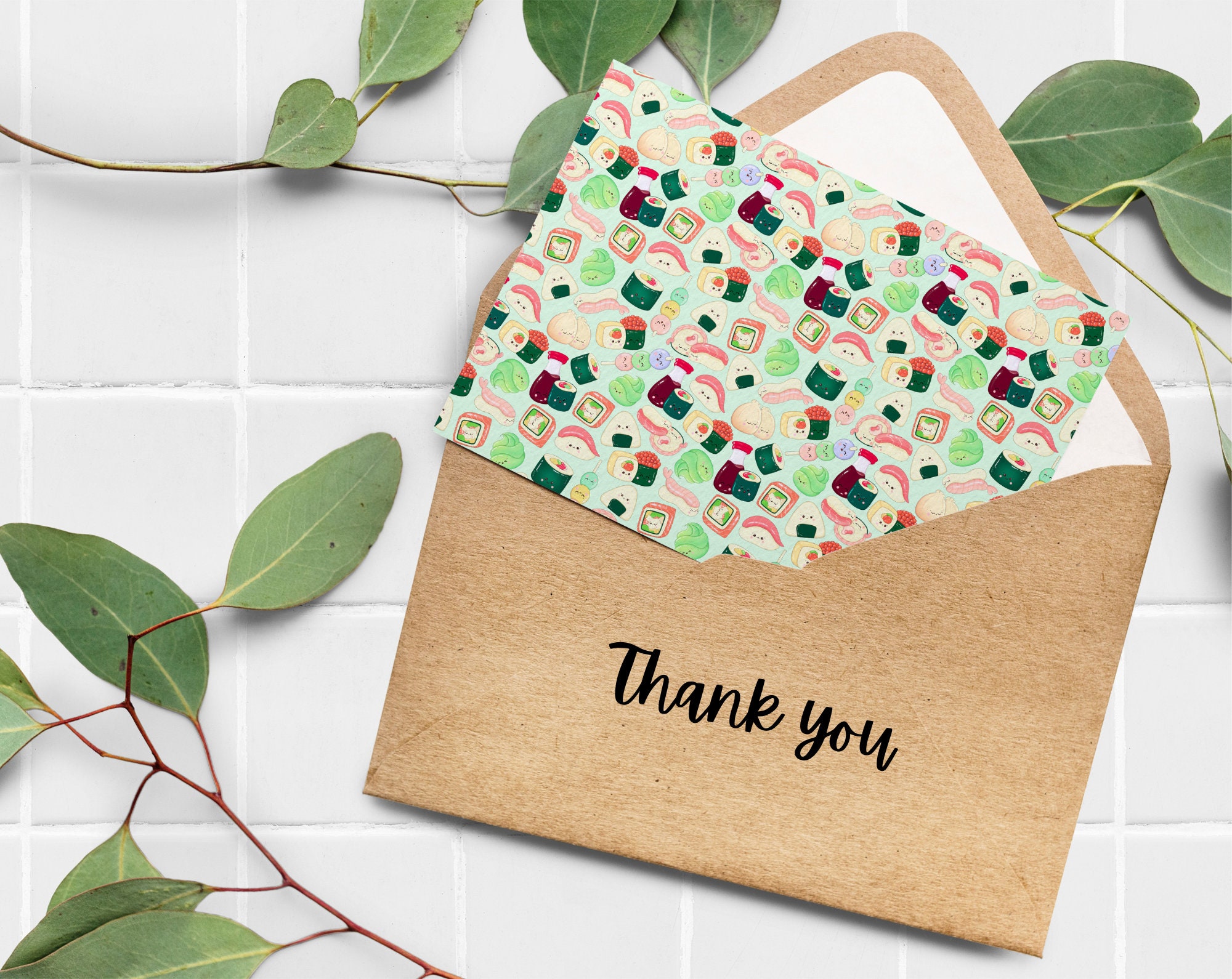 Cute Kawaii Sushi Digital Paper Set Kawaii Seamless Pattern Cute Food ...