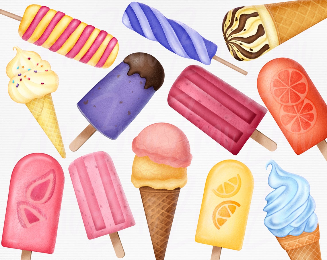Ice Cream Clipart, Popsicle PNG, Printable Chocolate Sweet Cone, Summer ...