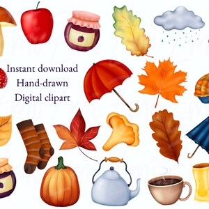 Fall Clipart, Cozy Autumn Png, Fall Printable Leaves, Halloween ...