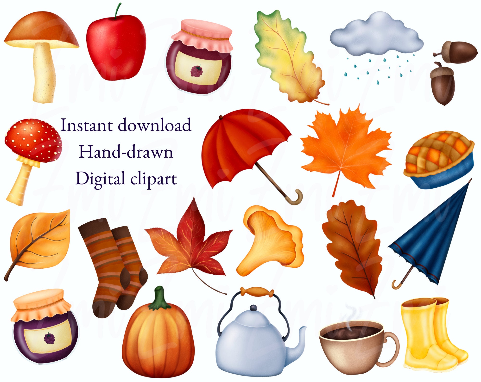 Fall Clipart, Cozy Autumn Png, Fall Printable Leaves, Halloween ...