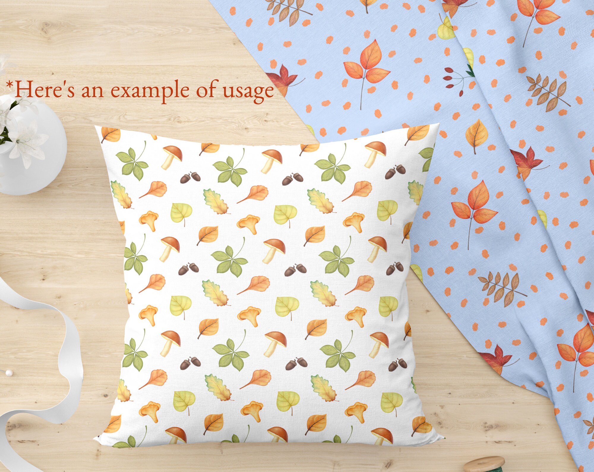 Fall Digital Paper, Autumn Background, Fall Seamless Pattern, Mushrooms ...