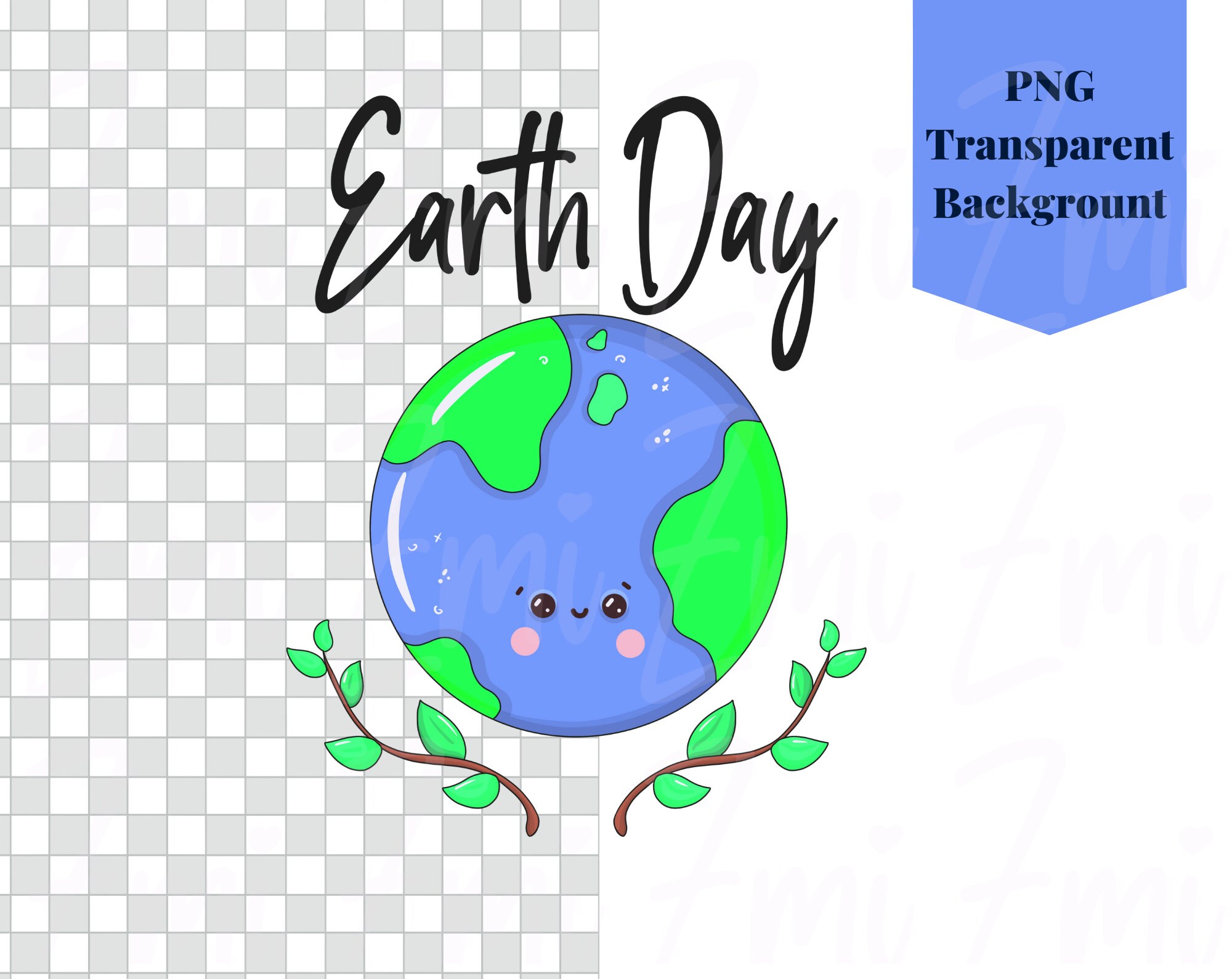 Earth Day Png Clipart, Cute Kawaii Zero Waste Printable Sublimation ...