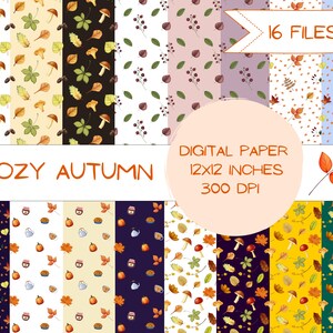 Fall Digital Paper, Autumn Background, Fall Seamless Pattern, Mushrooms ...