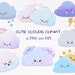 Cute Kawaii Weather Clipart, Sun Clouds Rainbow PNG, Blue Cloud Image ...