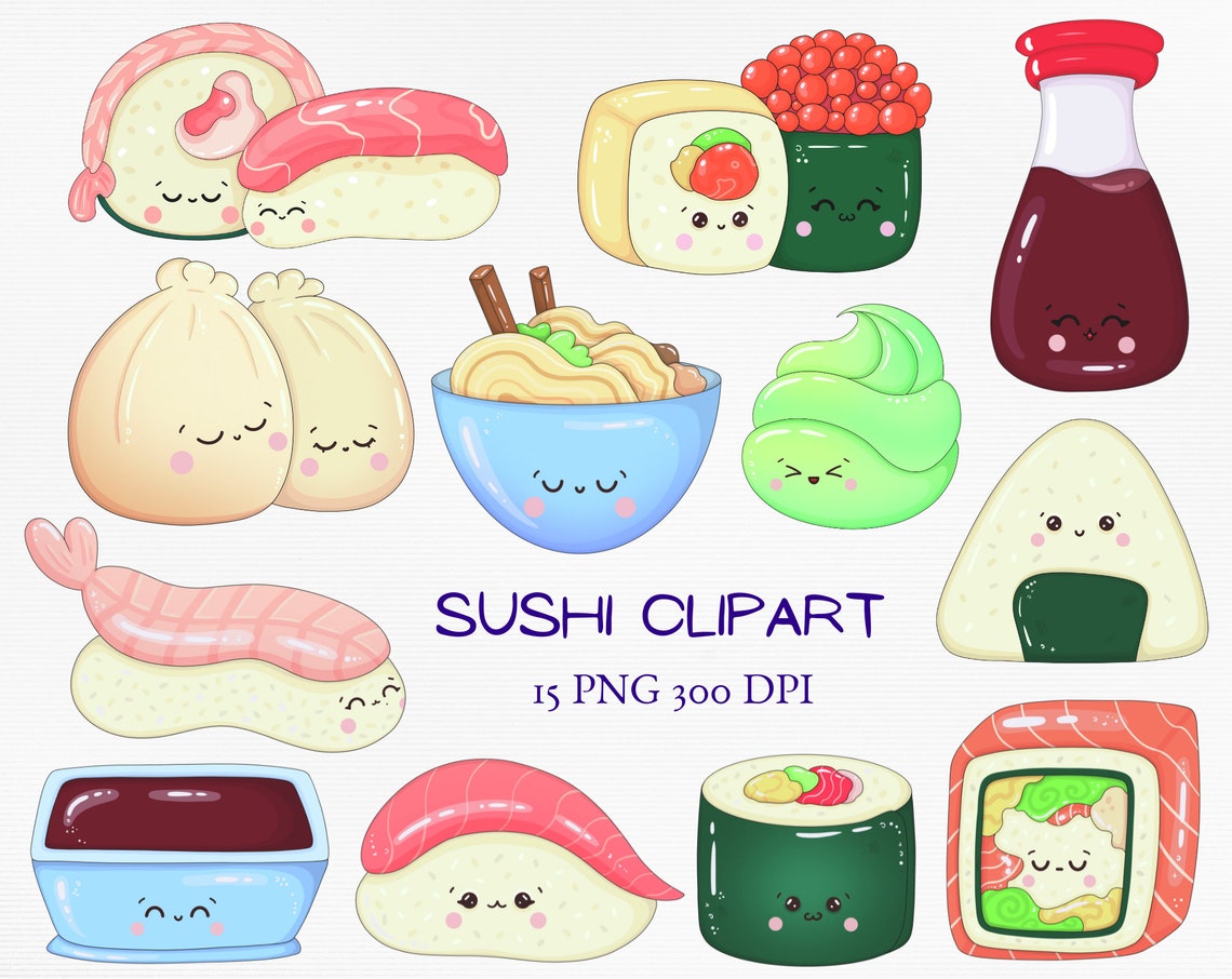 Kawaii Sushi Png Clipart, Japanese Cuisine Cute Printable, Smiling Face ...