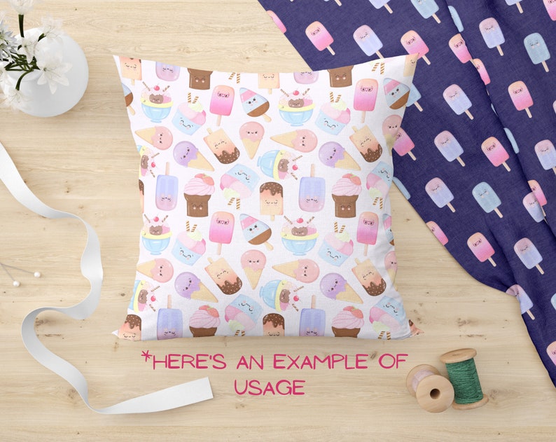 Cute Popsicle Digital Paper, Kawaii Ice Cream Background, Sweet Summer ...