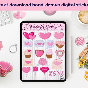 Valentines Day Love Png Digital Sticker Pack Goodnotes Planner ...