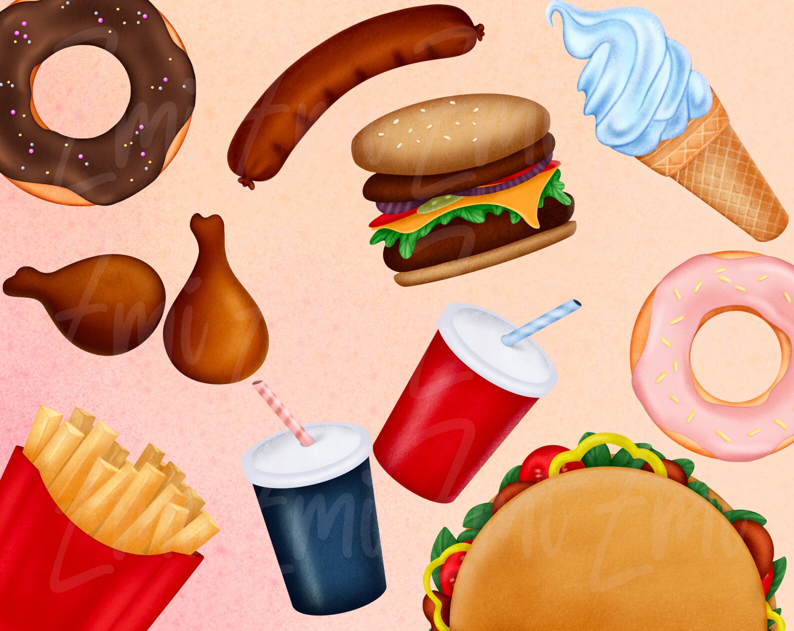 Fast Food Clipart, Junk Food Clipart, Pizza, Hot Dog, Burger Clipart ...
