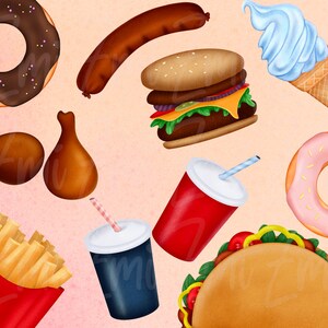 Fast Food Clipart, Junk Food Clipart, Pizza, Hot Dog, Burger Clipart ...