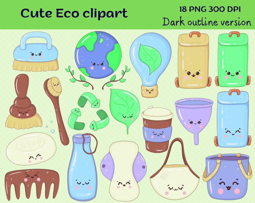 Earth Day PNG, Cute Kawaii Zero Waste Clipart, Eco Friendly Design ...