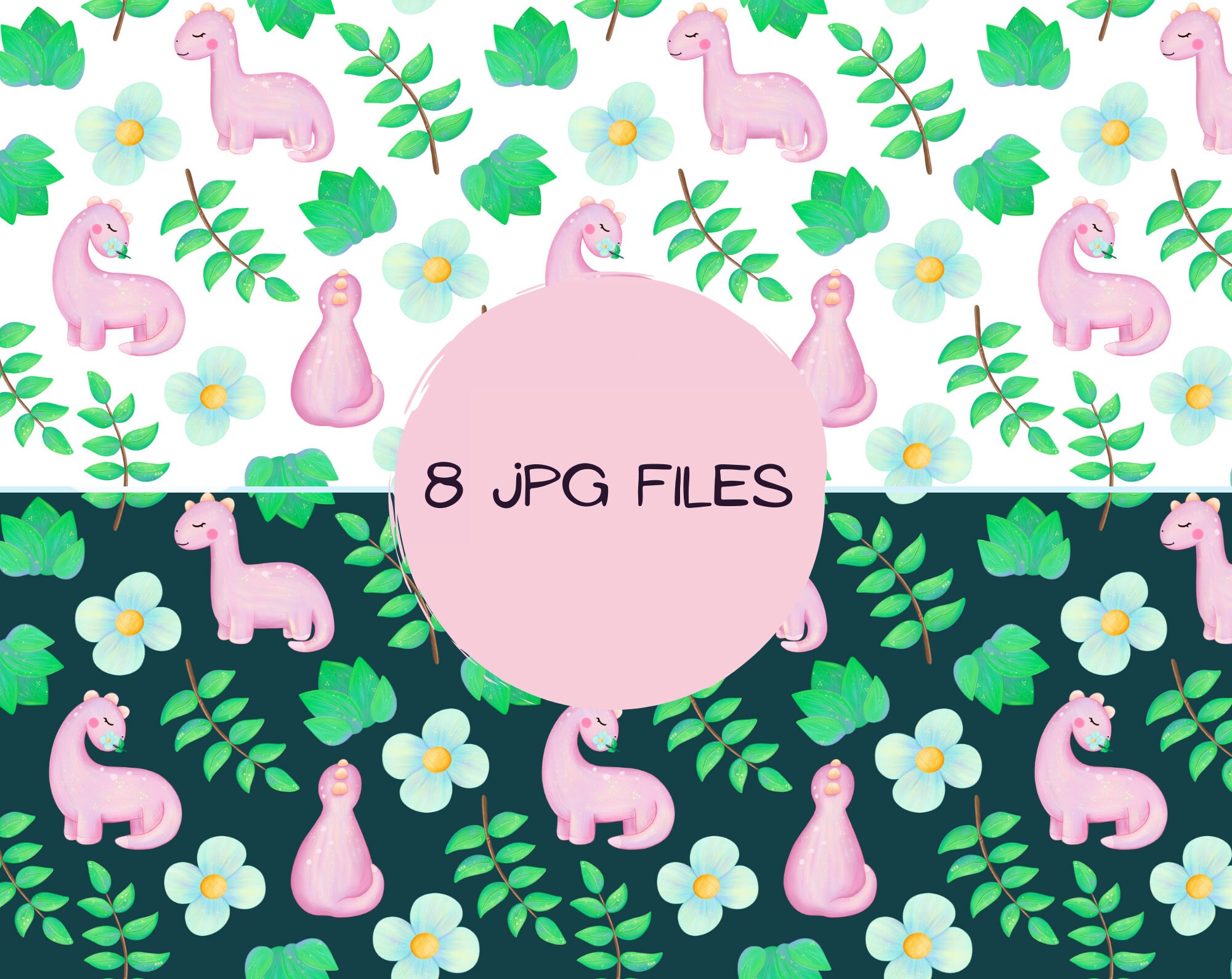 Cute Dinosaur Digital Paper, Pink Dino Background, Dinosaur Egg ...